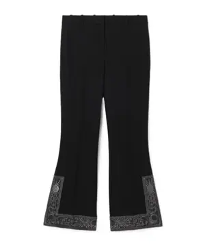 Burberry Cropped Embroidered Wool Silk Flared Trousers