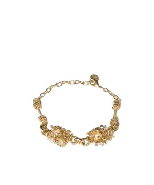 Miu Miu Crystal Embellished Metal Bracelet - Yellow