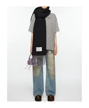 Acne Studios Logo Patch Fringed Scarf