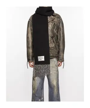 Acne Studios Logo Patch Fringed Scarf