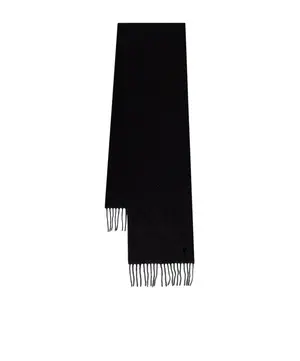 AMI Paris Heart-logo Fringed Scarf