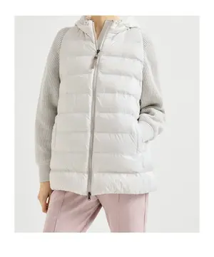 Brunello Cucinelli Hooded Knit-sleeve Jacket