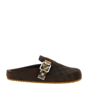 Burberry Checked Buckle Detailed Sabots - Brown
