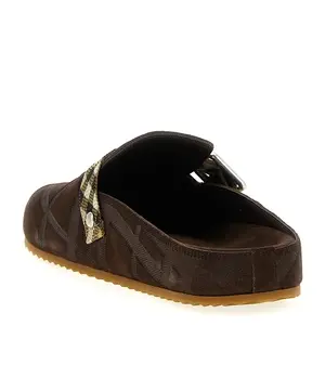 Burberry Checked Buckle Detailed Sabots - Brown