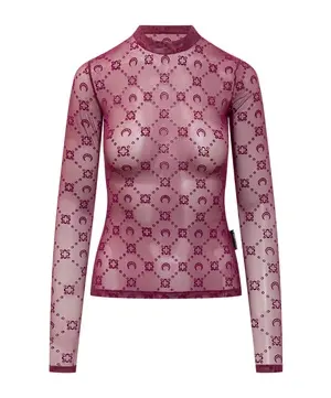 MARINE SERRE Second Skin Semi-sheer Top - Pink