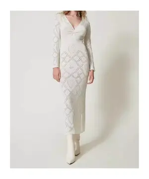 TWINSET Pointelle-knit Maxi Dress