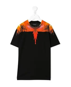 MARCELO BURLON COUNTY OF MILAN Teen Wings-print Cotton T-shirt - Black