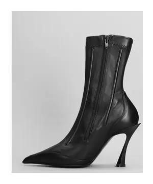 MUGLER Seam Detailed Pointed Toe Ankle Boots