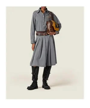 Miu Miu Cropped Chambray Shirt With Letter Details