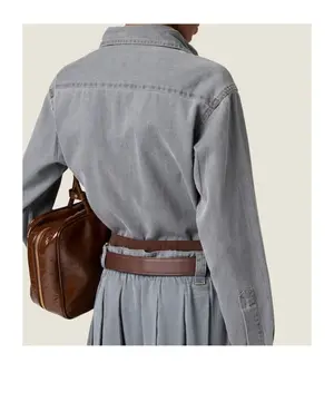 Miu Miu Cropped Chambray Shirt With Letter Details