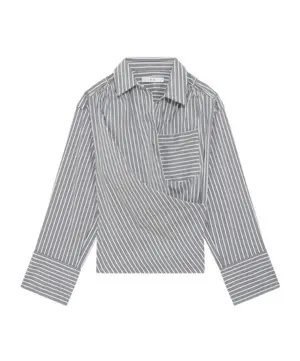 IRO PARIS Asymmetrical Striped Shirt With Patch Pocket - Gray