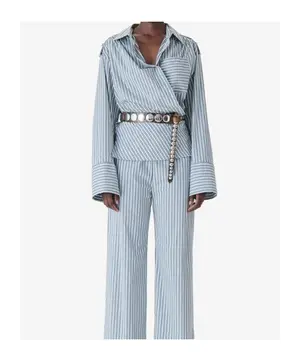 IRO PARIS Asymmetrical Striped Shirt With Patch Pocket - Gray