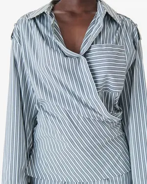 IRO PARIS Asymmetrical Striped Shirt With Patch Pocket - Gray