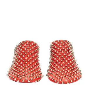 JIL SANDER Embellished Leather Mules - Rouge
