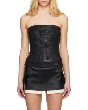 Rick Owens Strapless Frayed Hem Vest