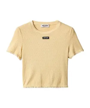 Miu Miu Garment-dyed Cotton Top - Cream
