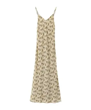 Loro Piana Marian Floral Print V-neck Maxi Dress - Nude