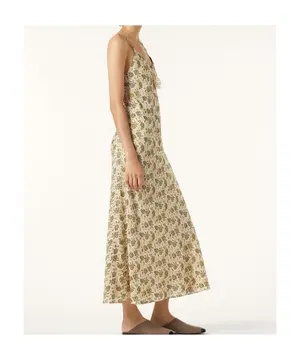 Loro Piana Marian Floral Print V-neck Maxi Dress