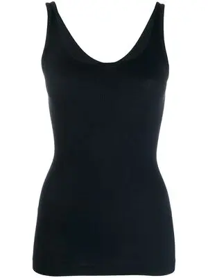 Vince Ribbed Sleeveless Tank Top - Black