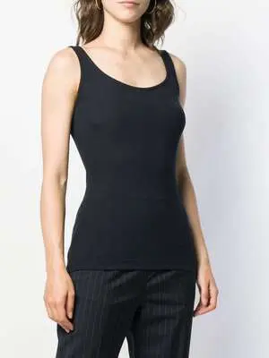 Vince Ribbed Sleeveless Tank Top - Black