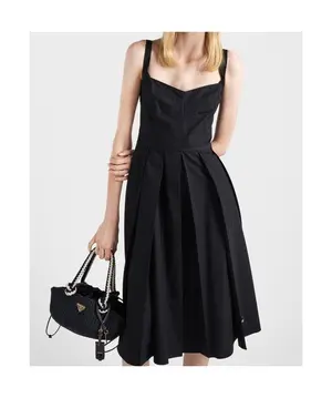 Prada Cotton Canvas Sweetheart Neckline Dress