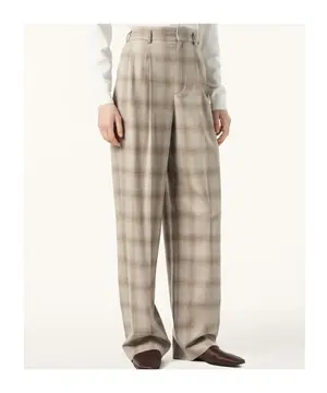 Loro Piana Hector Pleated Plaid Wide-leg Trousers