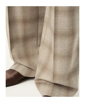 Loro Piana Hector Pleated Plaid Wide-leg Trousers
