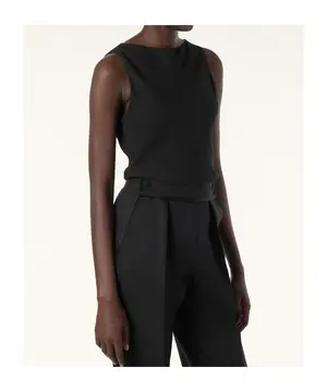 Loro Piana Boat Neck Sleeveless Top - Black