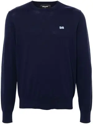 Dsquared2 Logo-appliqué Cotton Jumper - Navy Blue