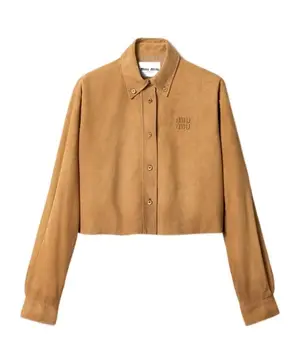 Miu Miu Waxed Suede Cropped Shirt