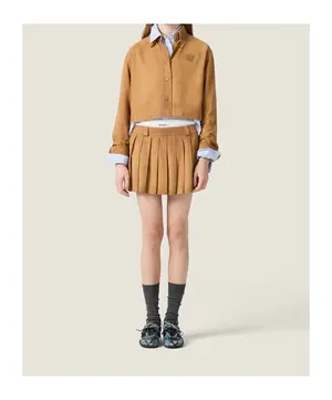 Miu Miu Waxed Suede Cropped Shirt