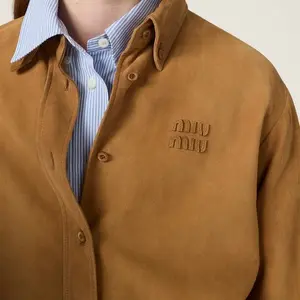 Miu Miu Waxed Suede Cropped Shirt