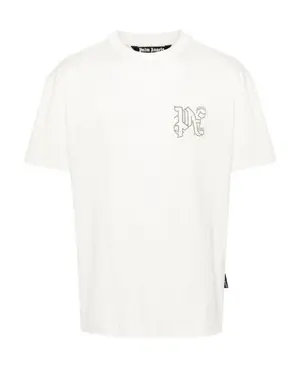 Palm Angels Monogram Embellished Crewneck T-shirt - White