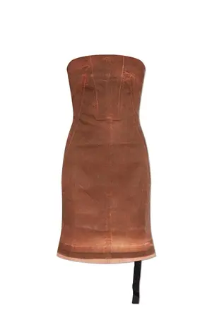 Rick Owens Strapless Denim Dress - Brown