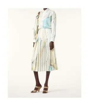 Loro Piana Pleated Midi Skirt With Libeccio Print