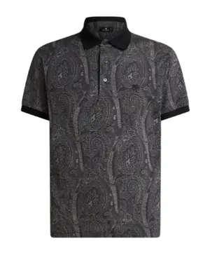 Etro Paisley Printed Short-sleeved Polo Shirt - Black
