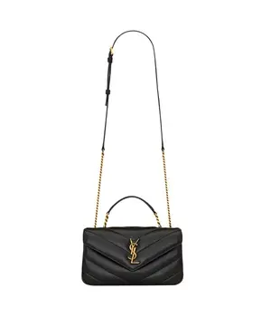 Saint Laurent Leather Flap Shoulder Bag With Metal Chain - Black