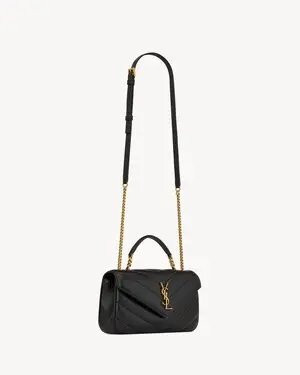 Saint Laurent Leather Flap Shoulder Bag With Metal Chain - Black