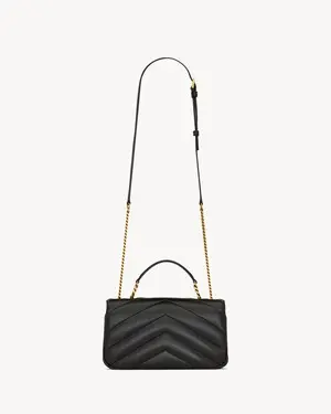 Saint Laurent Leather Flap Shoulder Bag With Metal Chain - Black