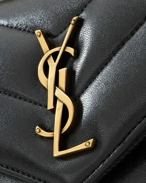 Saint Laurent Leather Flap Shoulder Bag With Metal Chain - Black