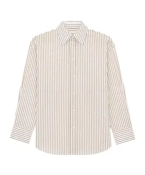 Saint Laurent Cassandre Shirt In Striped Cotton Poplin - White