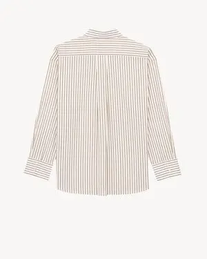 Saint Laurent Cassandre Shirt In Striped Cotton Poplin