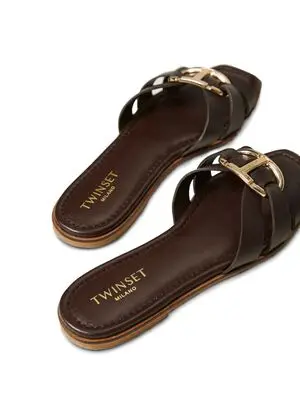 TWINSET Logo Buckle Slip-on Sandals