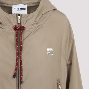Miu Miu Technical Fabric Hooded Blouson Jacket - Clay Gray