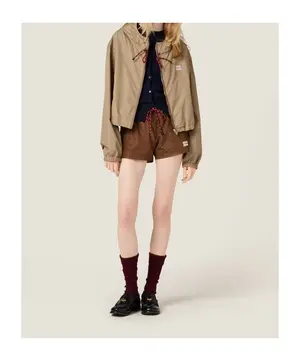 Miu Miu Technical Fabric Hooded Blouson Jacket - Clay Gray