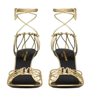 Saint Laurent Babylone Metallic Effect Lace-up Sandals