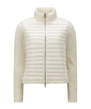 Moncler Logo Patch Padded Knit Zip-up Cardigan