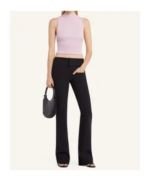 COURREGES Mock Neck Cropped Ribbed Tank Top - Salt Pink