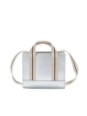 Palm Angels Metallic Faux-leather Tote Bag With Logo Detail