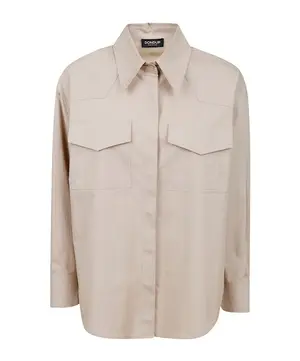DONDUP Embroidered Oversized Shirt - Nude